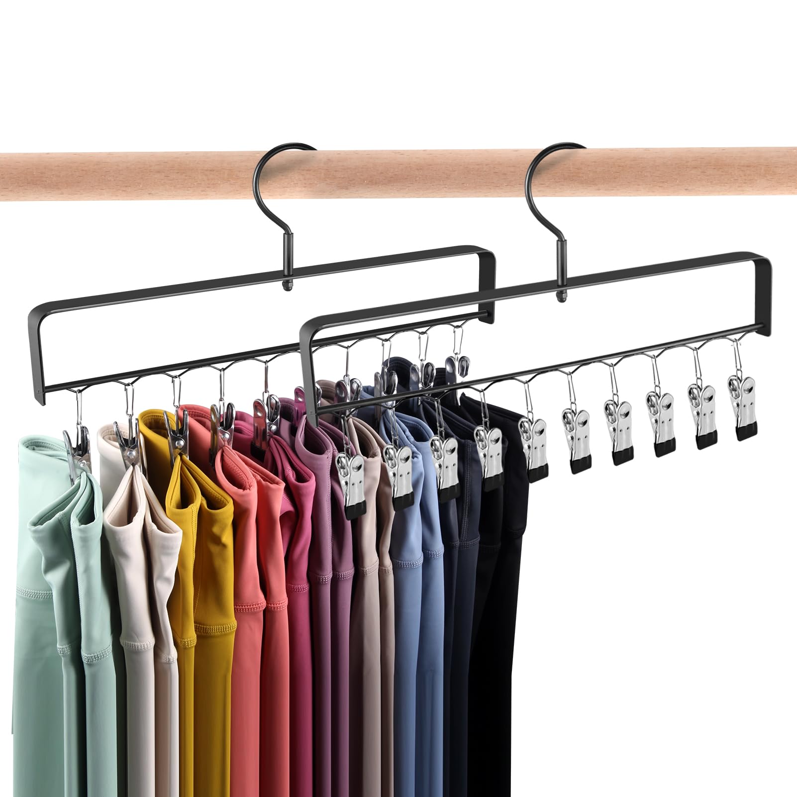 Gumilyo 2 Pack Legging Hanger for Closet, Deformation Resistance/High Load-Bearing/ 360° Rotatable/Space-Saving, Pants Hangers Also for Jeans, Caps, Bra, etc