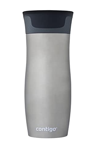 Contigo West Loop Autoseal Travel Mug, Stainless Steel Thermal Mug, Vacuum Flask, Leakproof Tumbler, Coffee Mug with BPA Easy-Clean Lid, 470 ml, Stainless Steel