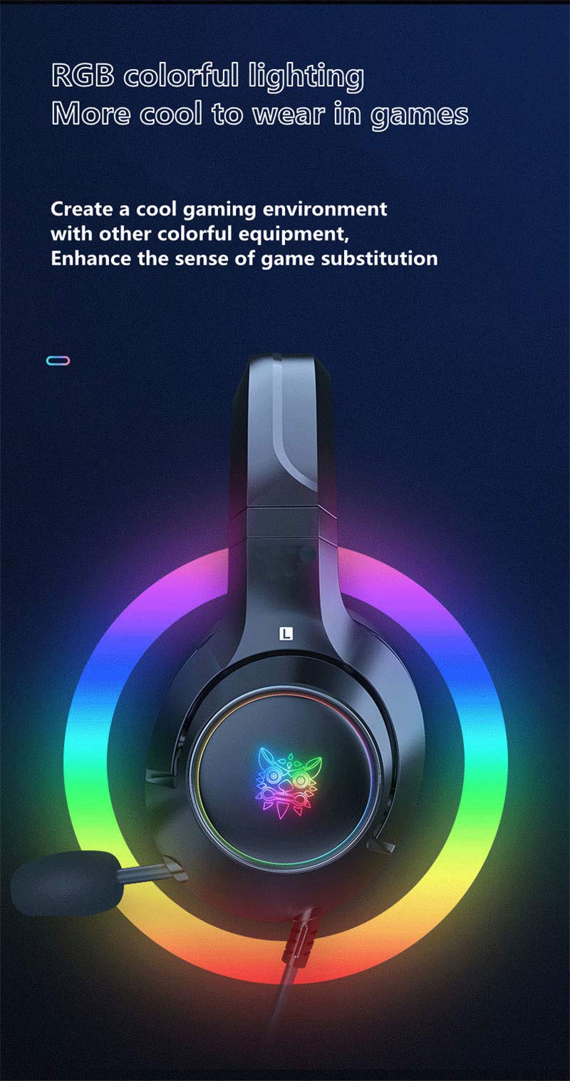 Stereo Gaming Headset with Mic,RGB Luminous Mobile Phone Computer Noise Reduction Headset,Detachable Cat Ear Gaming Headset, for PS4, PS5, Xbox One, PC, Phone