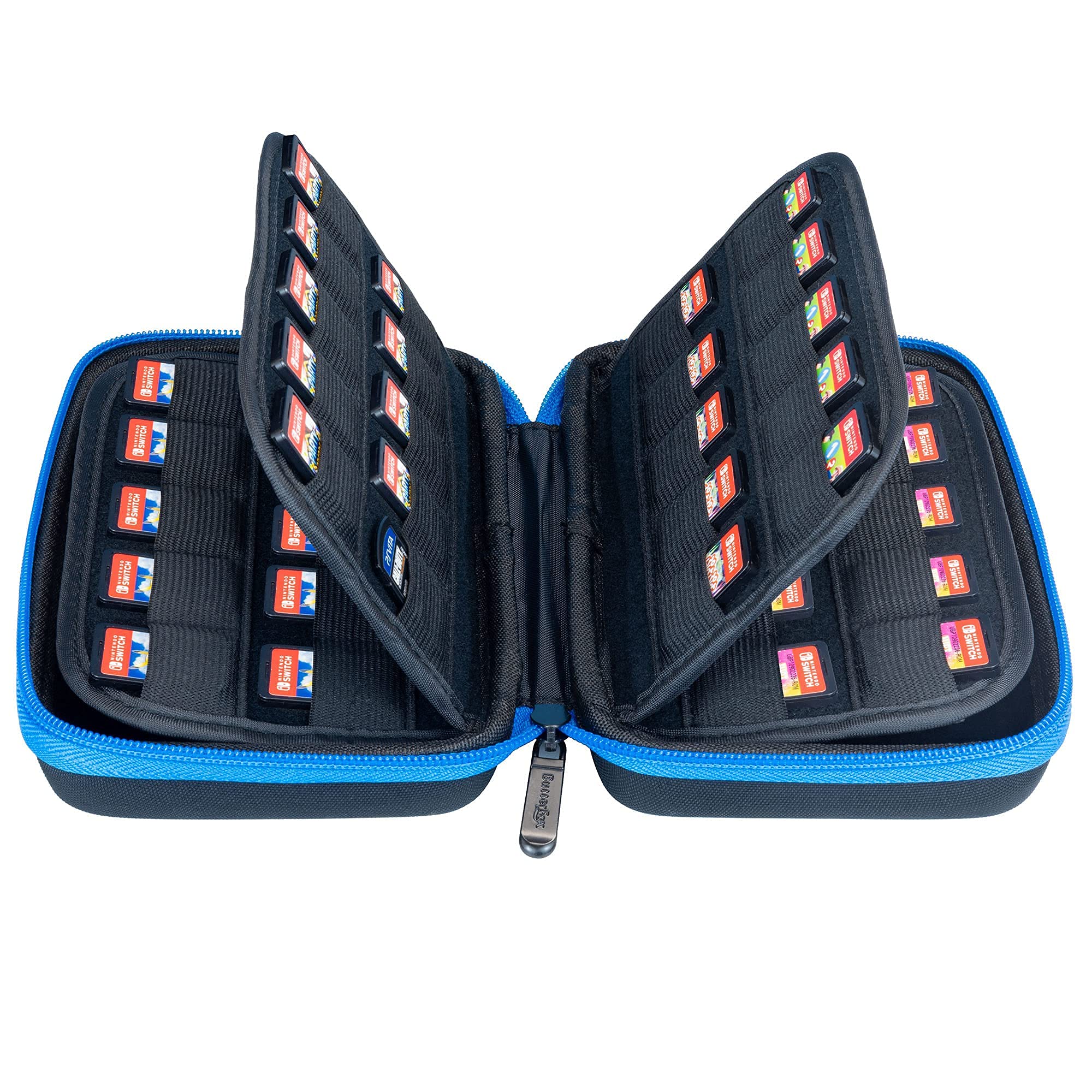 ButterFox 64 Switch Game Case for Nintendo Switch, Switch Game Card Storage Holder or SD Memory Card Case (64 Black/Blue)