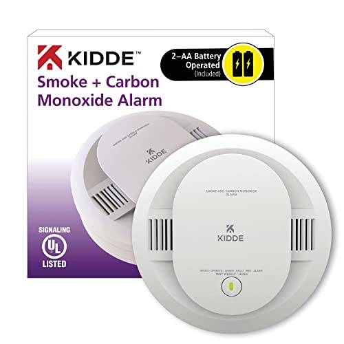 Kidde Smoke & Carbon Monoxide Detector, AA Battery Powered, LED Warning Light Indicators & Smoke Detector, 9V Battery Operated Smoke Alarm, Test-Reset Button, Battery Included