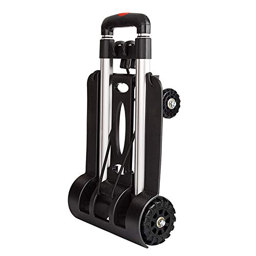 Falytemow Compact Folding Hand Truck Dolly 110 lbs Capacity 4 Wheels Portable Utility Moving Shopping Cart Fold up Trolley Adjustable and Lightweight for Luggage Personal Travel Moving and Office Use