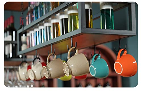 Guuurrrg Ceiling Mount Shelf Simple Style Iron Hanging Wine Glass Rack, 2 Layer Ceiling Decoration Shelf with Adjustable 100cm Iron Chain, for Bars, Restaurants, Kitchens (Black 120 x 25 x 22cm)
