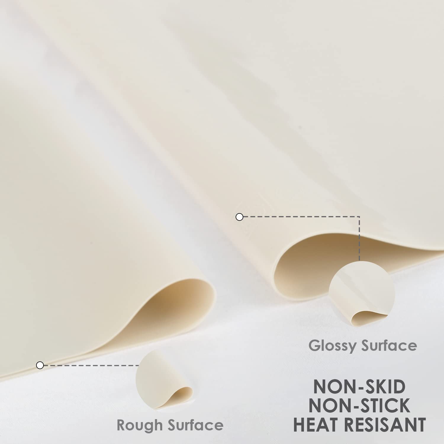 Extra Large Silicone Placemat, Food-Grade Flexible Silicone Mat Kids Non-Slip Dinner Placemat Waterproof Heat Insulation Countertop Protector Silicone Pastry Rolling Dough Mats 27.6x19.7''Beige, 1Pack
