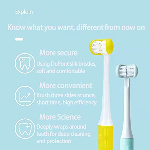 QL-LINRUN 3 Sided Toothbrush 3 Sided Toothbrush Kids Three Sided Toothbrush Surround Toothbrush Kids Kids toothbrushes Toddlers Teeth Brush(3pcs)