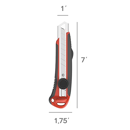 DORCO Professional Quality Utility Box Cutter Knife L302 - Solid Screw-Lock Safety System, Large Design, Retractable, Built-In Snap-Off Tool, Replaceable Carbon Steel Blade - 18mm