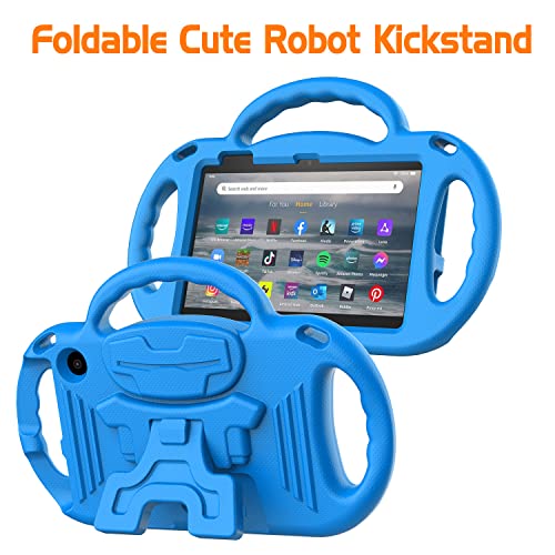 eTopxizu Kids Case for All-New Amazon Fire 7(12th Generation, 2022 Release), Lightweight Shock Proof Kids Friendly Handle Stand Case with Shoulder Strap for All-New Fire 7, Blue