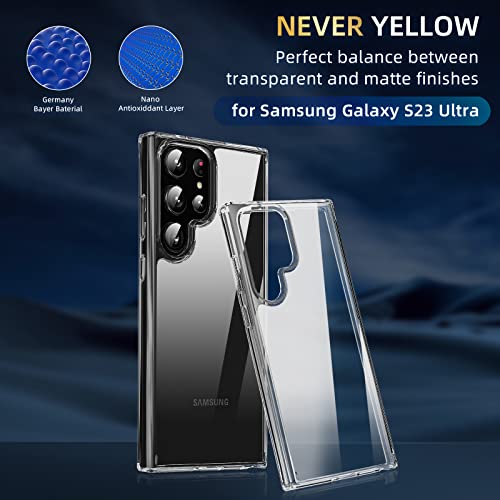 HARMARK Crystal Clear Designed for Samsung Galaxy S23 Ultra Case, [Anti-Yellowing] [Military Grade Shockproof] Hard PC Back Phone Case for Samsung S23 Ultra Case -Clear