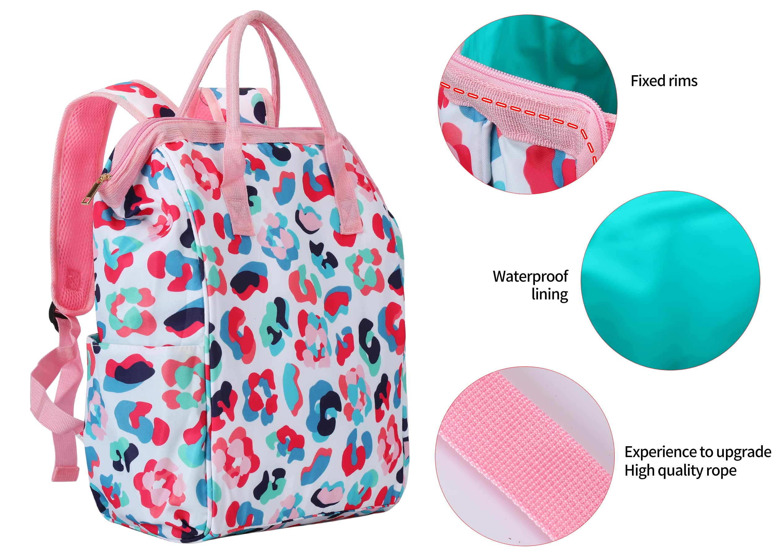 Cooler Backpack Women Leopard Leak Proof Backpack Cooler Bags Lightweight Soft Lunch Backpack with Cooler Compartment,Wine Cooler for Hiking Camping,24 cans……