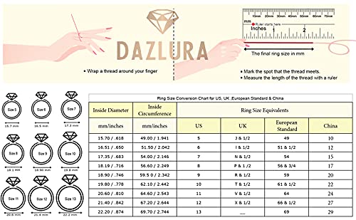 Dazlura Moissanite Round Cut Colorless Wedding Bridal Set 925 Sterling Silver 8.5MM Engagement Solitaire Ring with Band (6.5)