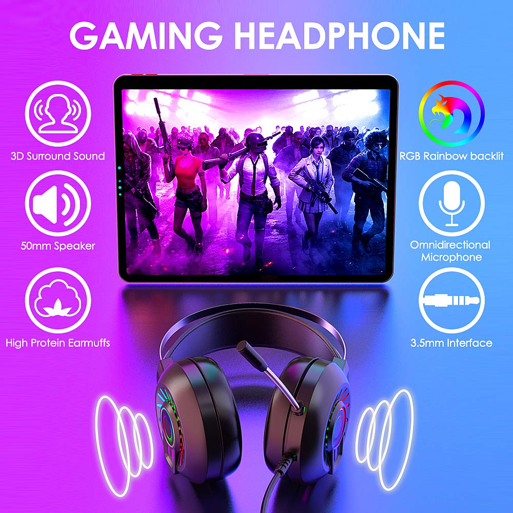 ZIYOU LANG Wireless Gaming Keyboard Mouse and Wired Headphone with Ergonomic 87Key Rainbow Backlight Rechargeable 3800mAh Battery Mechanical Anti-ghosting Mouse pad for PC Laptop Gamer Typist(Black)