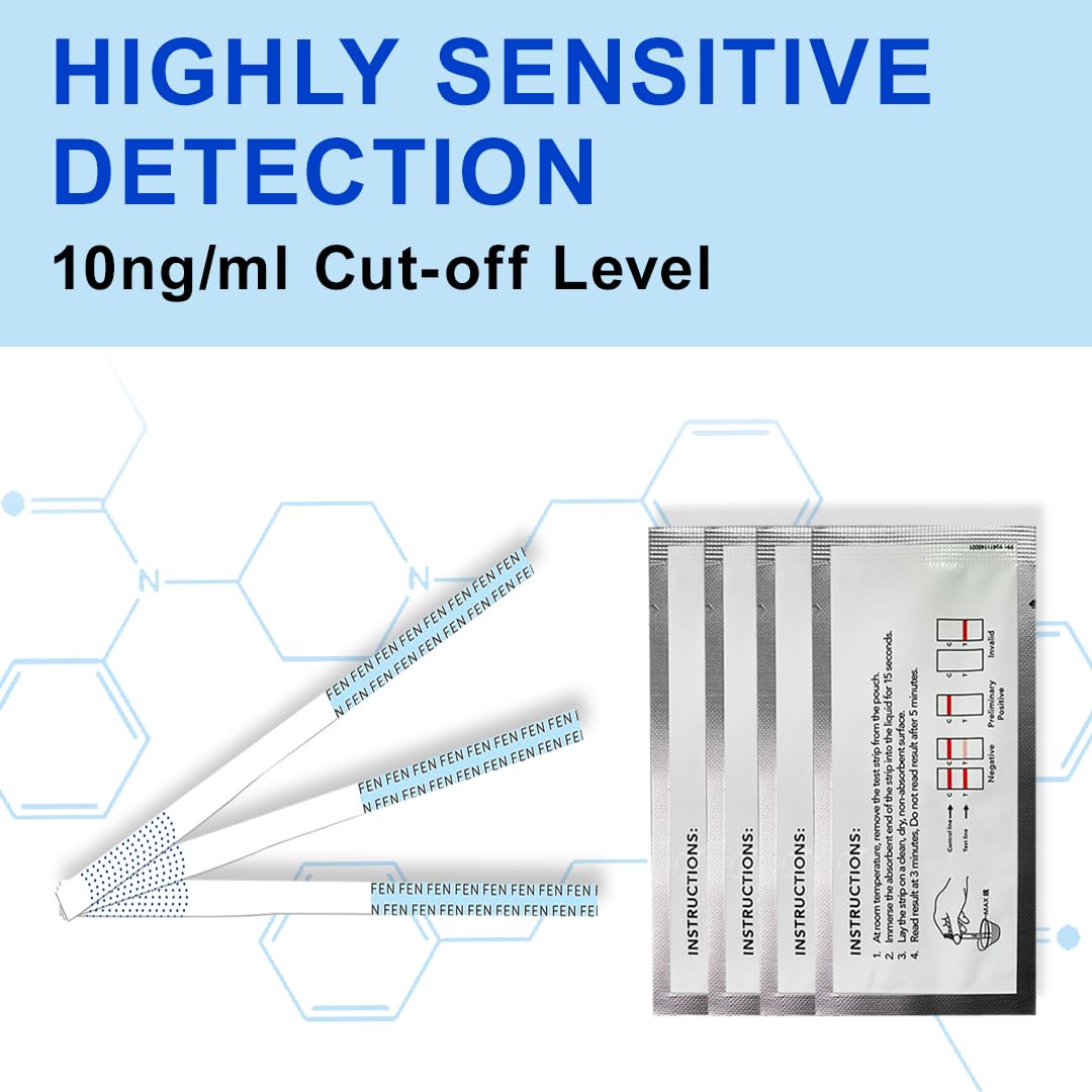 Emnce Fentanyl Test Strips Home Drug Testing Kit - Accurate for Powder Substances, Liquids & Pills | Urine Test Kit for Synthetic Detection | for Forensic Use [5 Pack]
