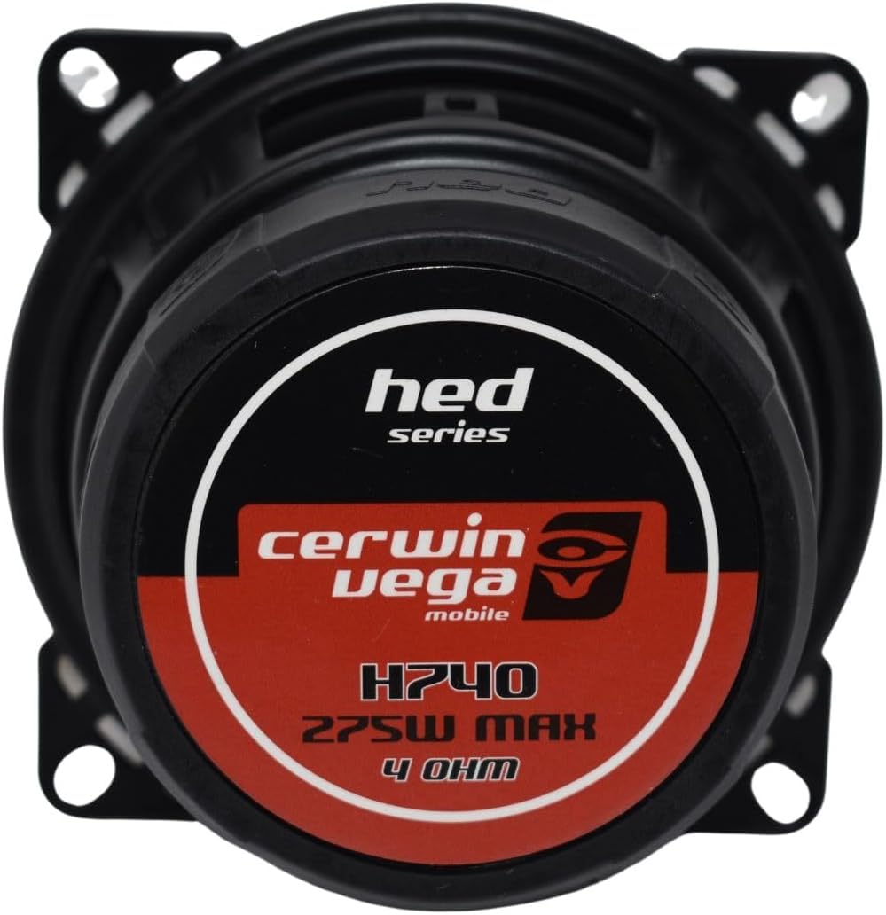CERWIN-VEGA! HED Series 4" 2-Way Coaxial Speakers, 4Ω Impedance, 30W RMS, High-Performance Car Audio System, Durable Stamped Steel Frame, Graphite Cone, PEI Tweeter for Superior Sound H740