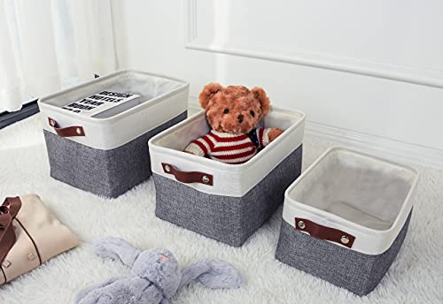 MeCids Storage Bins - 3-Piece Packs Collapsible Fabric Large Storage Baskets Bins - Organizers and Storage for Closet Shelves, Toy, Office, Nursery β Large, Medium & Small Sizes