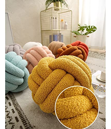 GXYR Knot Pillow Ball,Soft Round Throw Pillow,Handmade Knotted Pillow,Plush Knot Ball Pillow,Modern Home Sofa Couch Pillow Decor Pillows for Bedroom Photography Props-Caramel/8.7"