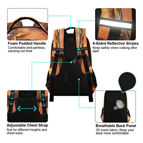 Kids Backpack Sunset Horse Bookbag Elementary School Bag for Boys Girls Travel Rucksack