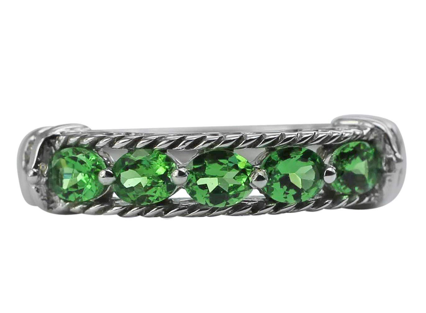 Carillon Stunning Tsavorite Oval Shape 4x3MM Natural Earth Mined Gemstone 925 Sterling Silver Ring Wedding Jewelry for Women & Men