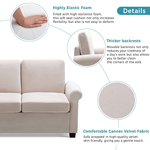 Harper & Bright Designs Pull Out Sofa Bed, Sleeper Sofa Bed with Premium Twin Size Mattress Pad, 2-in-1 Pull Out Couch Bed, Loveseat Sleeper for Living Room, Small Apartment, Beige White