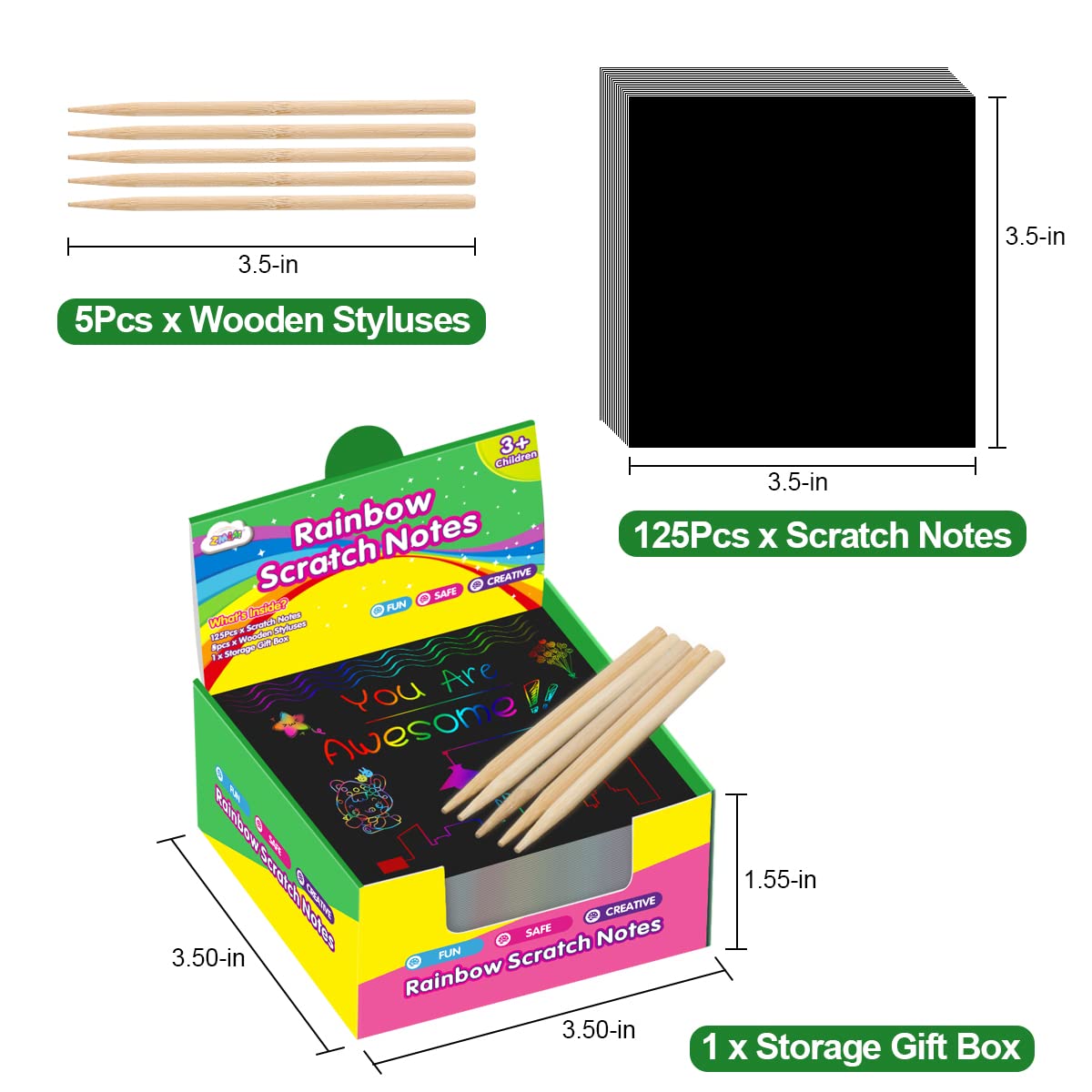 ZMLM Gift Christmas for Girl Art-Craft Kit: Rainbow Scratch Paper Magic Art Craft Project Supply Toddler Drawing Activity Kid Travel Toy Age 3-12 Year Old Birthday Gift
