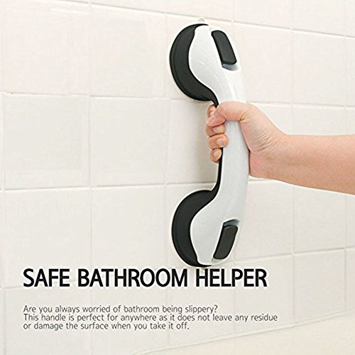 FChome Shower Wall Suction Cup Grab Bars,12 Inches Shower Handle Bar Offers Safe Grip with Strong Hold Suction Cup for Safety Grip Grab in Bathroom,Gray