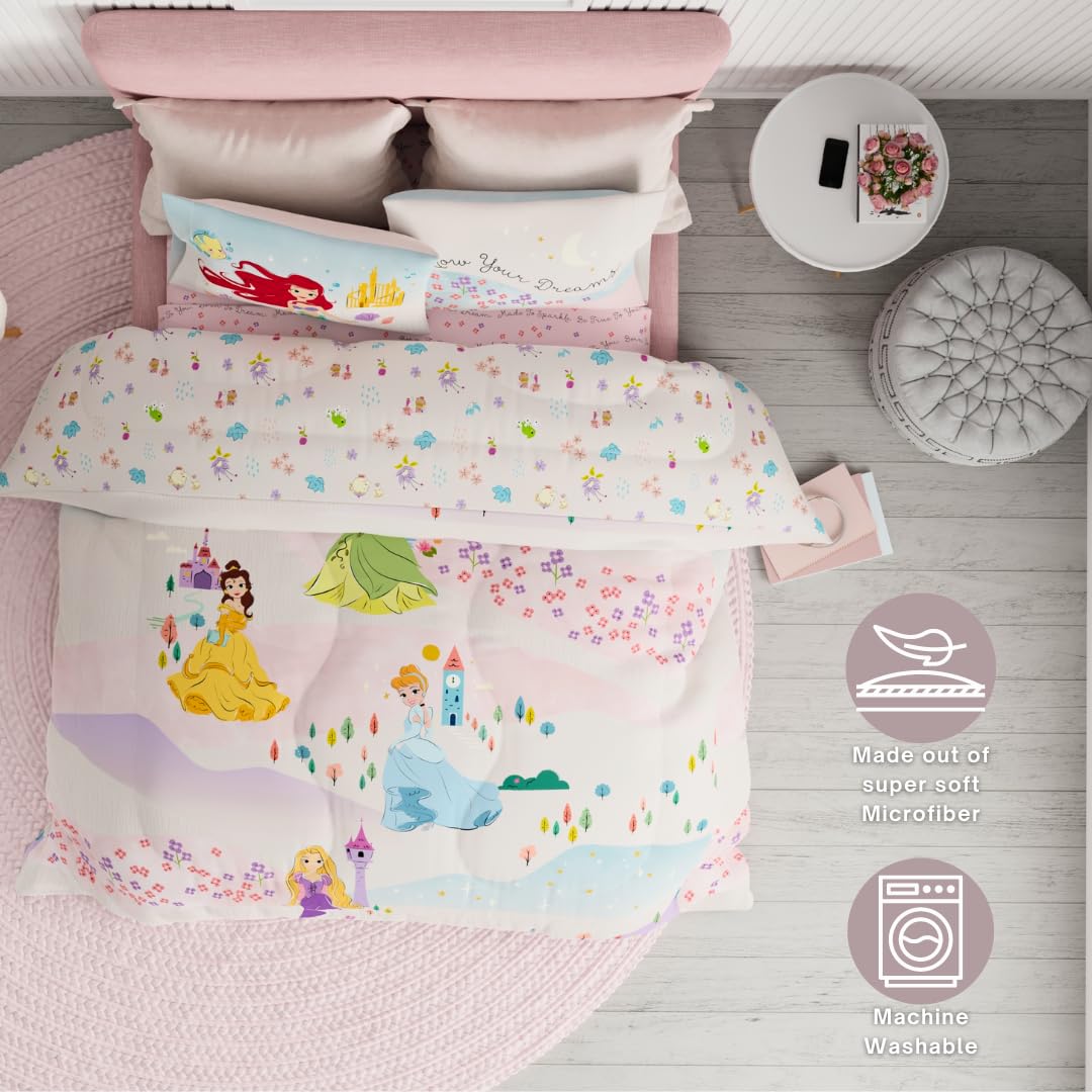 Franco Disney Princess Kids Bedding Super Soft & Cozy Comforter and Sheet Set, Full, (Officially Licensed Product)