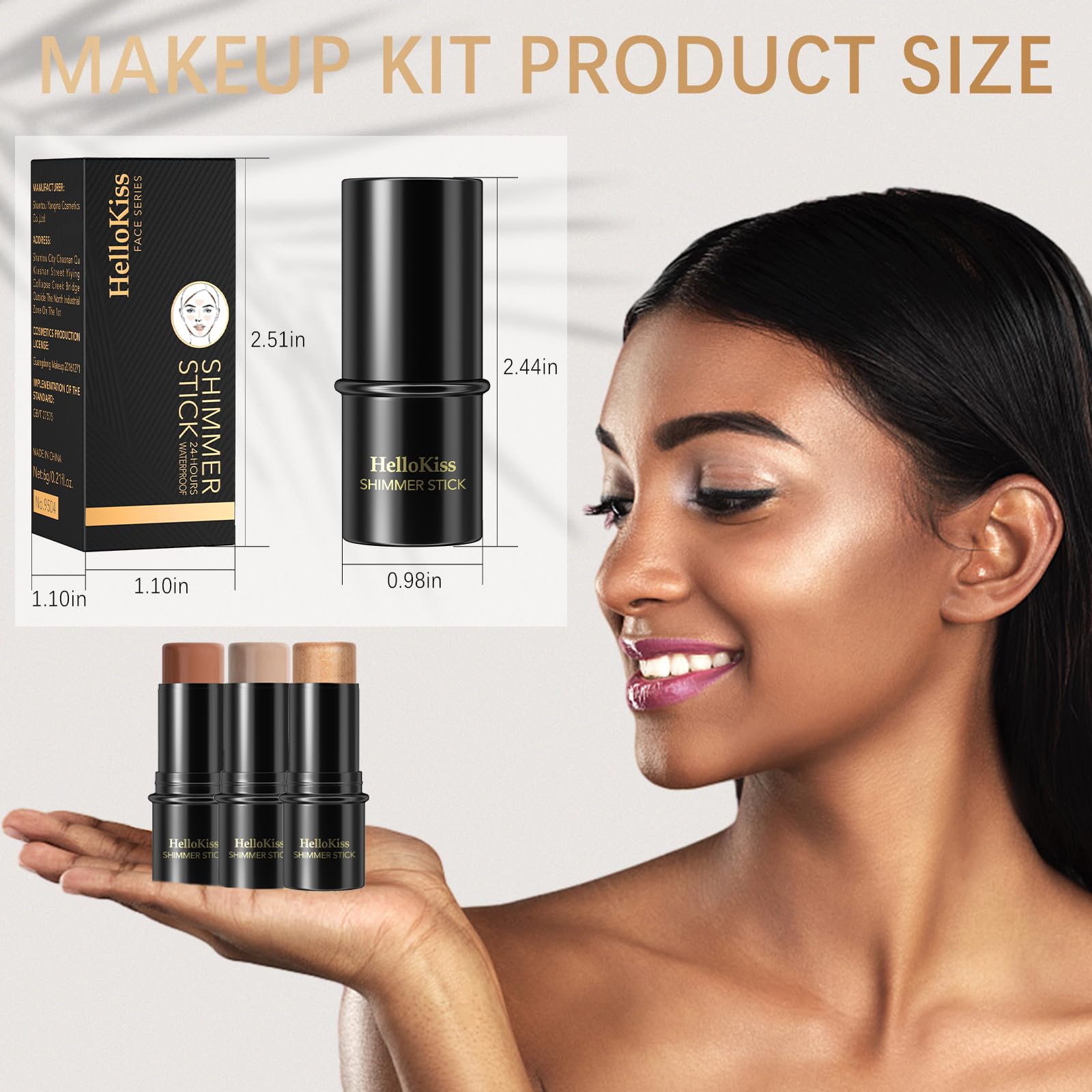 Contour Stick, Highlighter Stick Bronzer Stick, 3Pcs, Waterproof Non-greasy Contour Stick Makeup Highlighter Makeup Stick for Face Contour Long Lasting Cream Contour Stick for Beginner Women