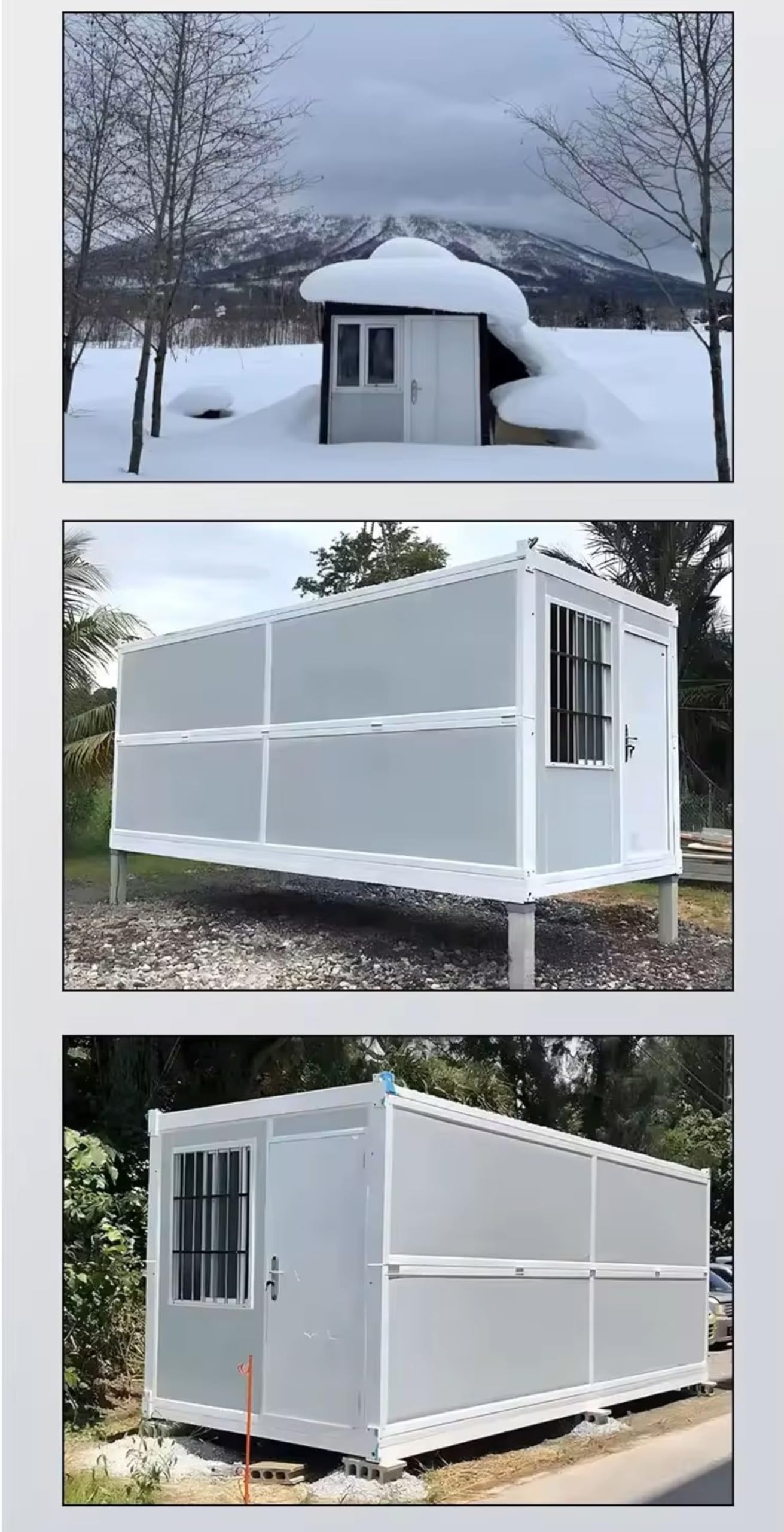 Generic Airconditioned Foldable Prefab Homes Prefabricated 20ft Office Fully Equipped Expandable Container Movable House with Bathroom +Kitchen with Sun Shade, Customized