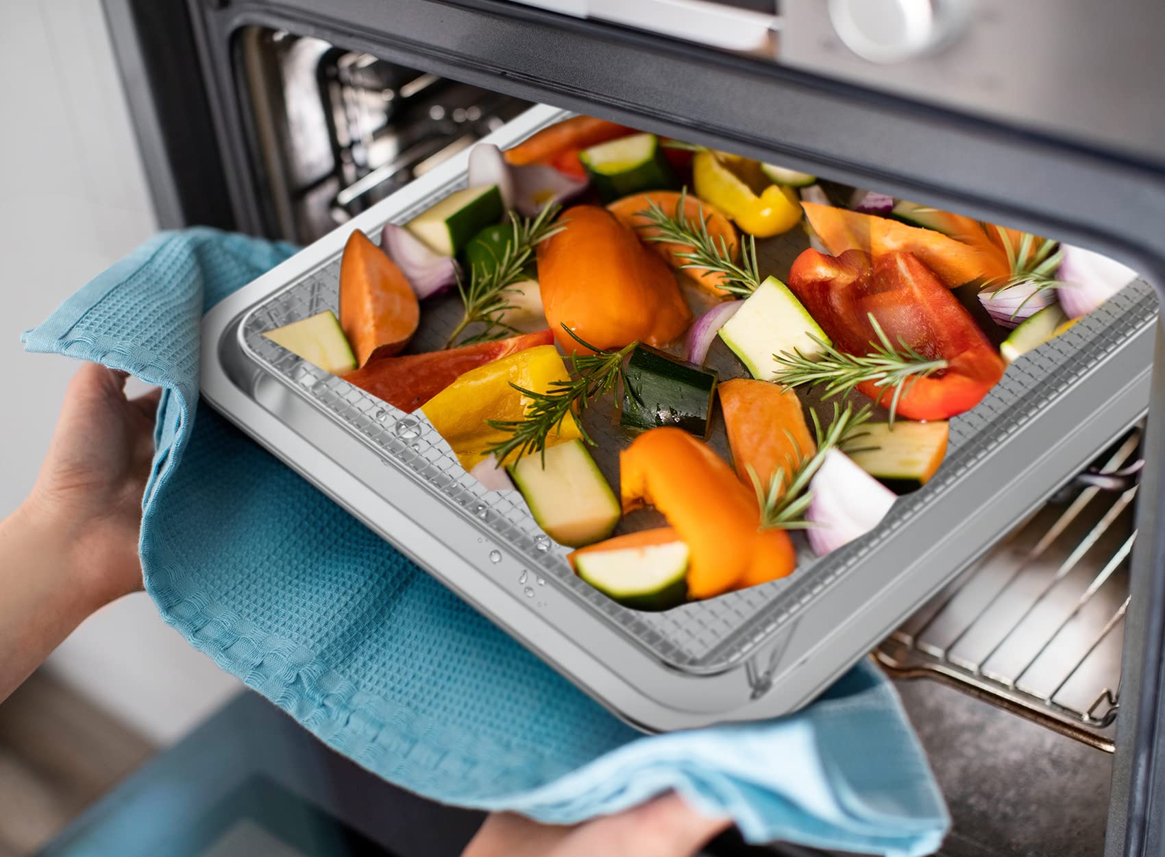 DOBADN Baking Sheet with Wire Rack, 15.35''x 11.5'' Stainless Steel Cooking Pan with Grease Mesh Strainer, Kitchen Bakeware for Smoker and Pellet Grills,Oven Safe