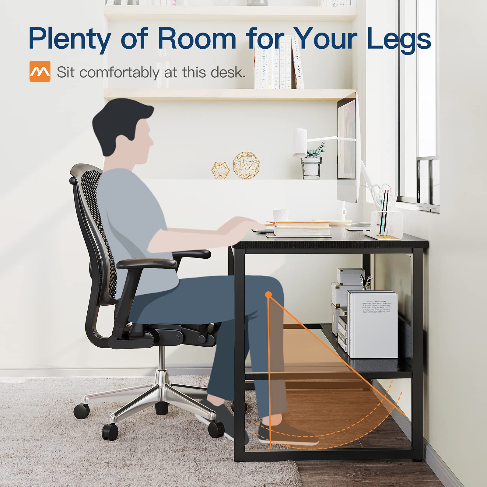 Coleshome Black Computer Desk with Hutch Bookshelf, 55" Office Desk with Storage Drawers, Super Sturdy Writing Desk for Home Office