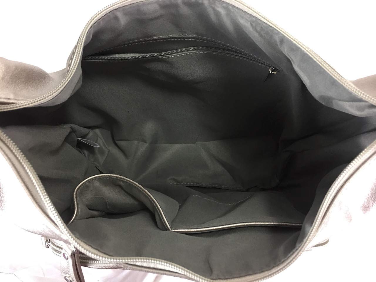 Zzfab Fashion Locking Concealed Carry Big Hobo Bag CCW Cross Body Bag with Credit Card Slots Pewter