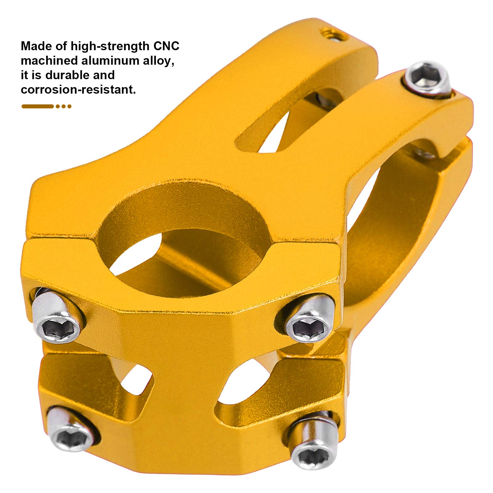 CHICIRIS Bike Short Stem, Mountain Bike Stem Anodized Sandblasting Process for Road Bikes(Golden)