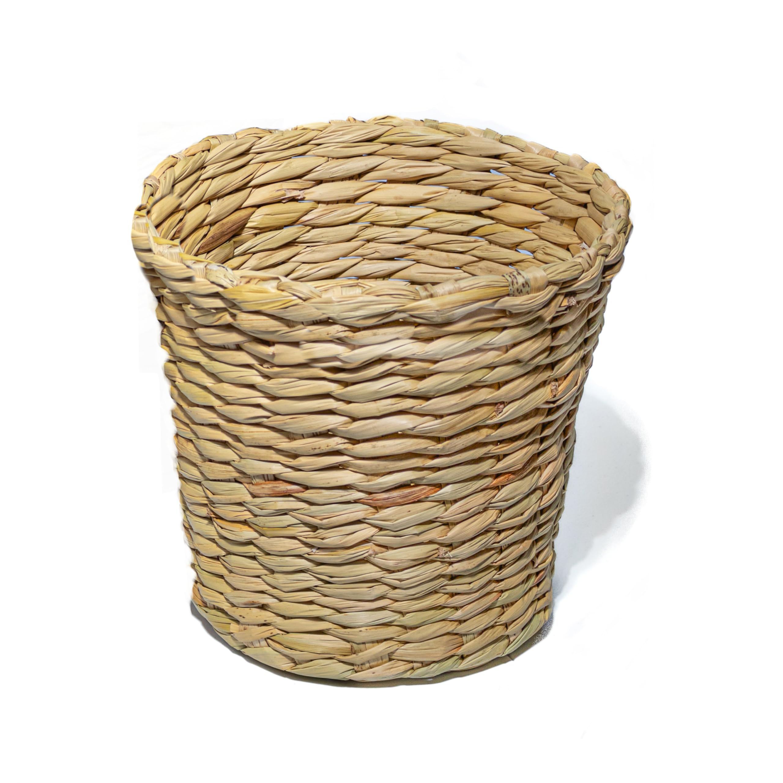 Woven Water Hyacinth Wicker Waste Basket, Natural Trash Basket (Natural)
