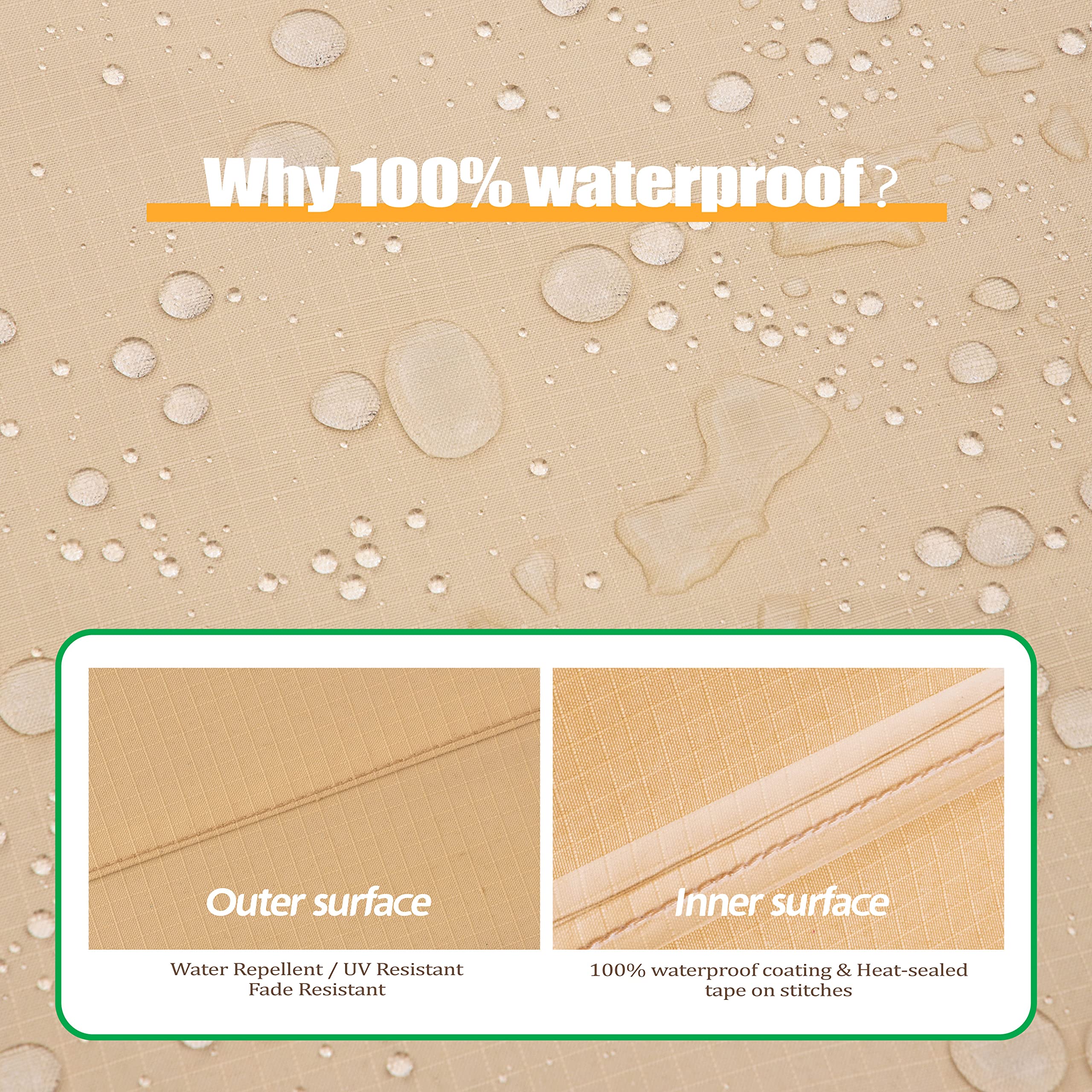F&J Outdoors Patio Furniture Covers Waterproof Anti-UV Rip-stop Fabric Extra Large Outdoor Furniture Covers, 130" Dia