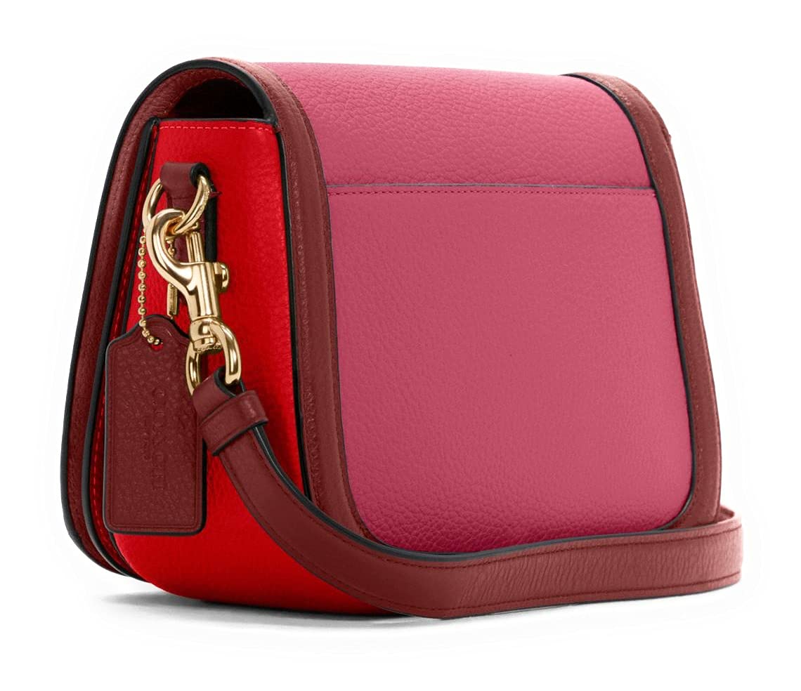 Coach Crossbody Bag Saddle Leather Cross Body (Bright Violet Multi)