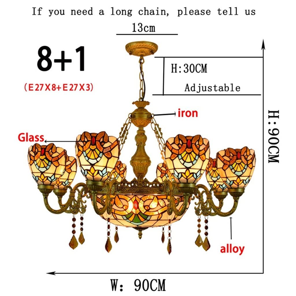 CFSNCM 8 Heads Pendant lights Retro Creative Moroccan Style Stained Glass Bar Villa Mall Club Living Room Crystal
