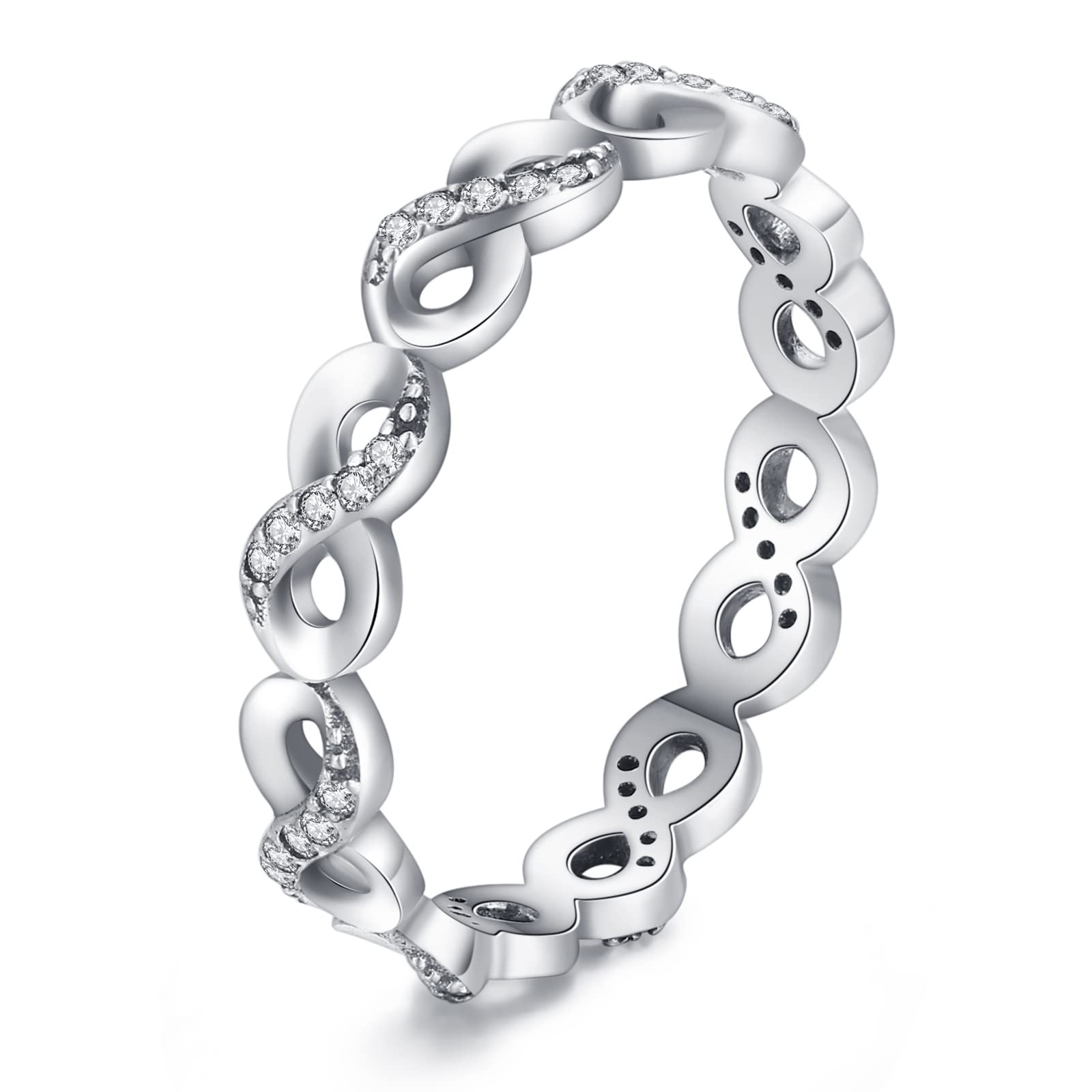 Coachuhhar Infinity Ring for Women 925 Sterling Silver Promise Eternity Band Rings Infinity Jewelry