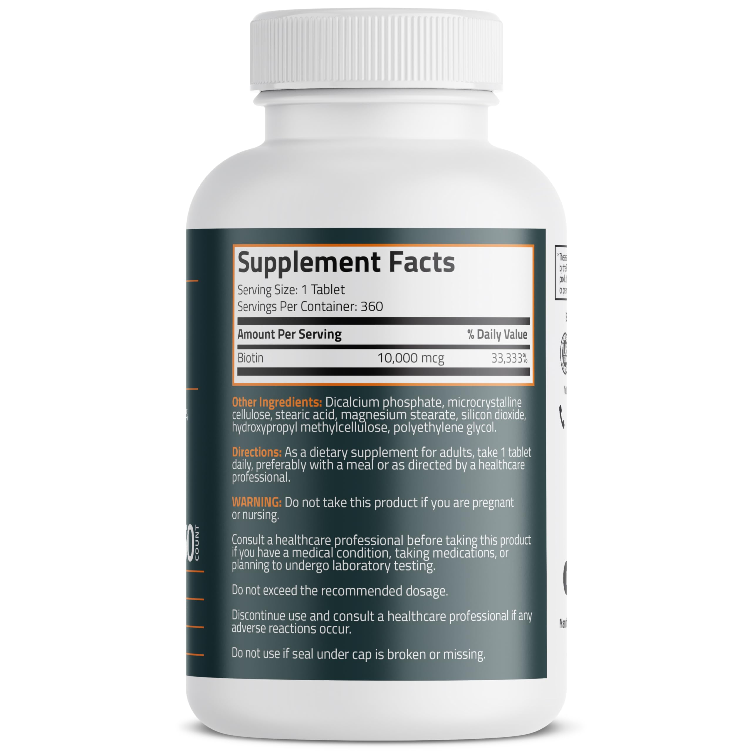 Bronson Biotin 10,000 MCG Supports Healthy Hair, Skin & Nails & Energy Production - High Potency Beauty Support - Non-GMO, 360 Vegetarian Tablets
