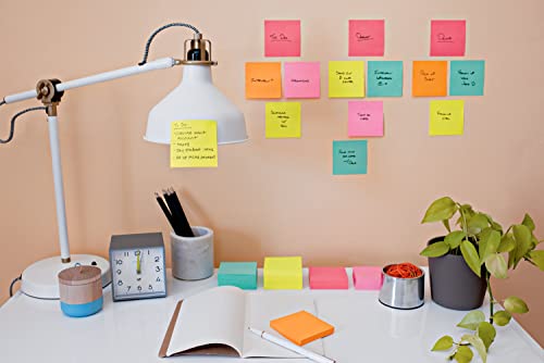 Post-it Super Sticky Notes, 3x3 in, 4 Pads, 2x the Sticking Power, Supernova Neons, Neon Colors, Recyclable(3321-SSAN-B)