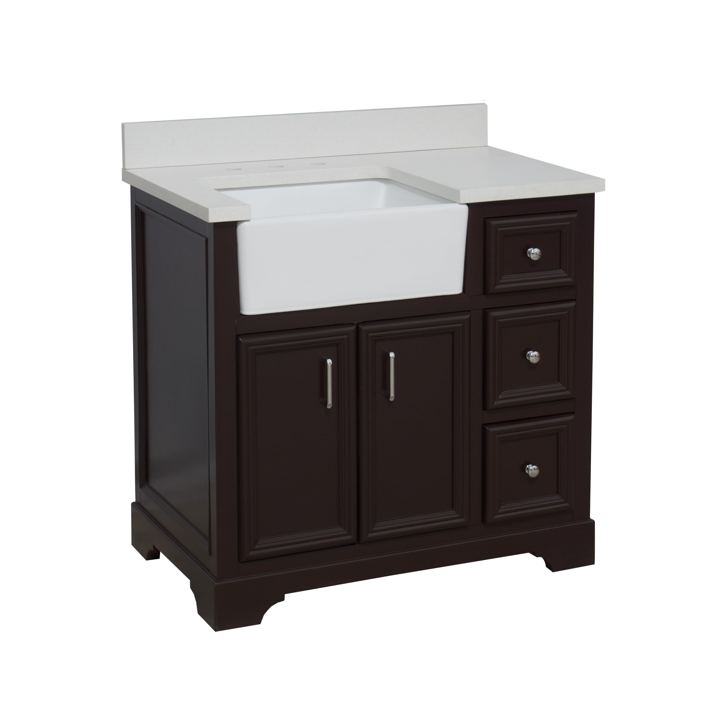 Kitchen Bath Collection Zelda 36-inch Farmhouse Vanity (Quartz/Weathered Gray): Includes Weathered Gray Cabinet with Stunning Quartz Countertop and White Ceramic Farmhouse Apron Sink