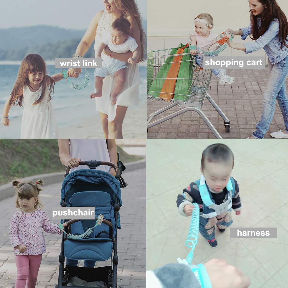 Child Leash Backpack Harness for Kid, 3-in-1, Anti Lost Wrist Cuff with Lock + 1.5m Link + Safety Walking Backpack for Girls, Boys