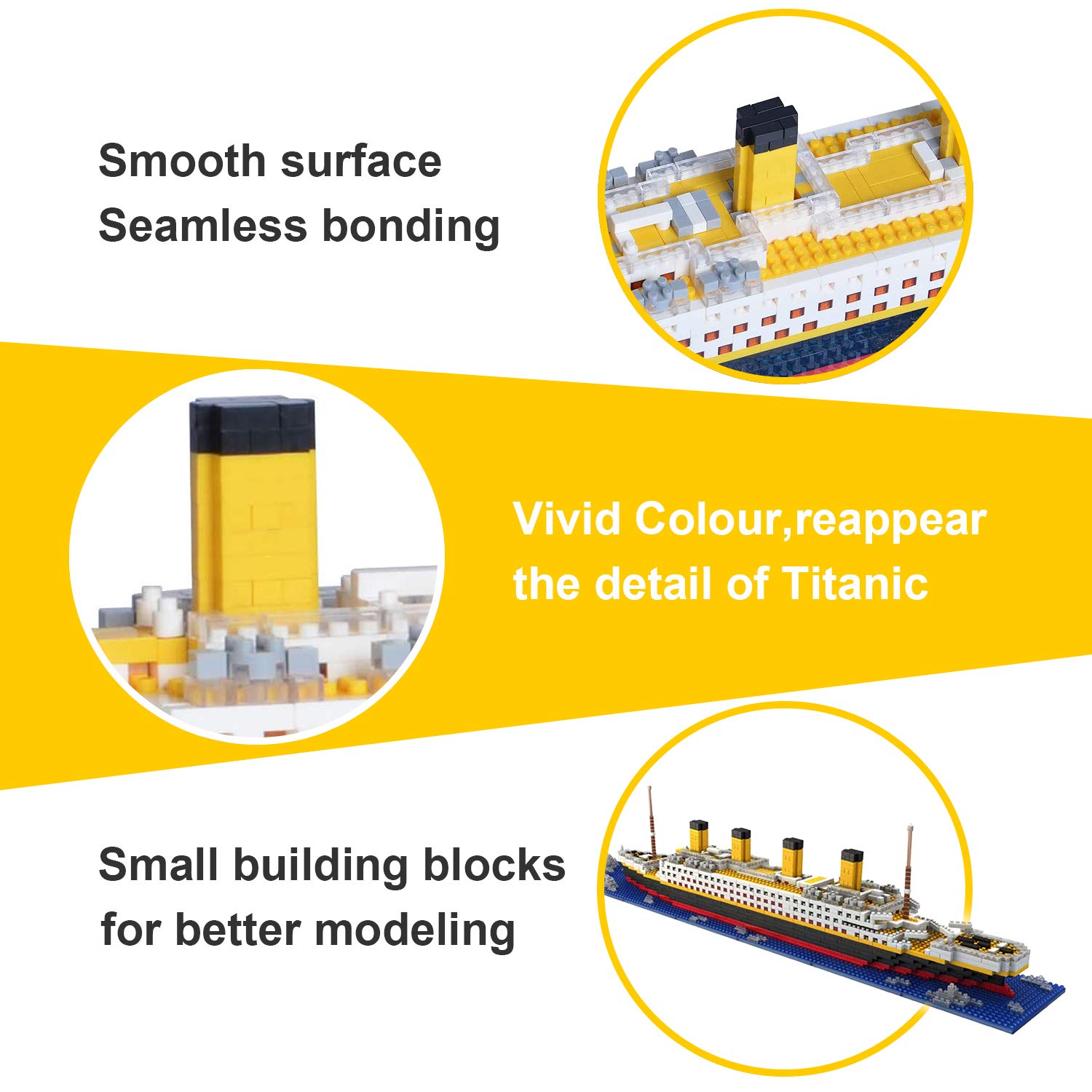 Yemhash Micro Mini Blocks Titanic Model Building Set with 2 Figure, 1872 Piece Mini Bricks Toy, Gift for Adults and Kids