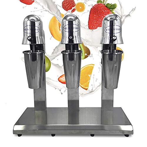 SNKOURIN Commercial Milkshake Maker,3 Heads Stainless Steel Beverage Blender Ice Cream Maker with 800ml Blender Cup for Restaurant Cafe Bar