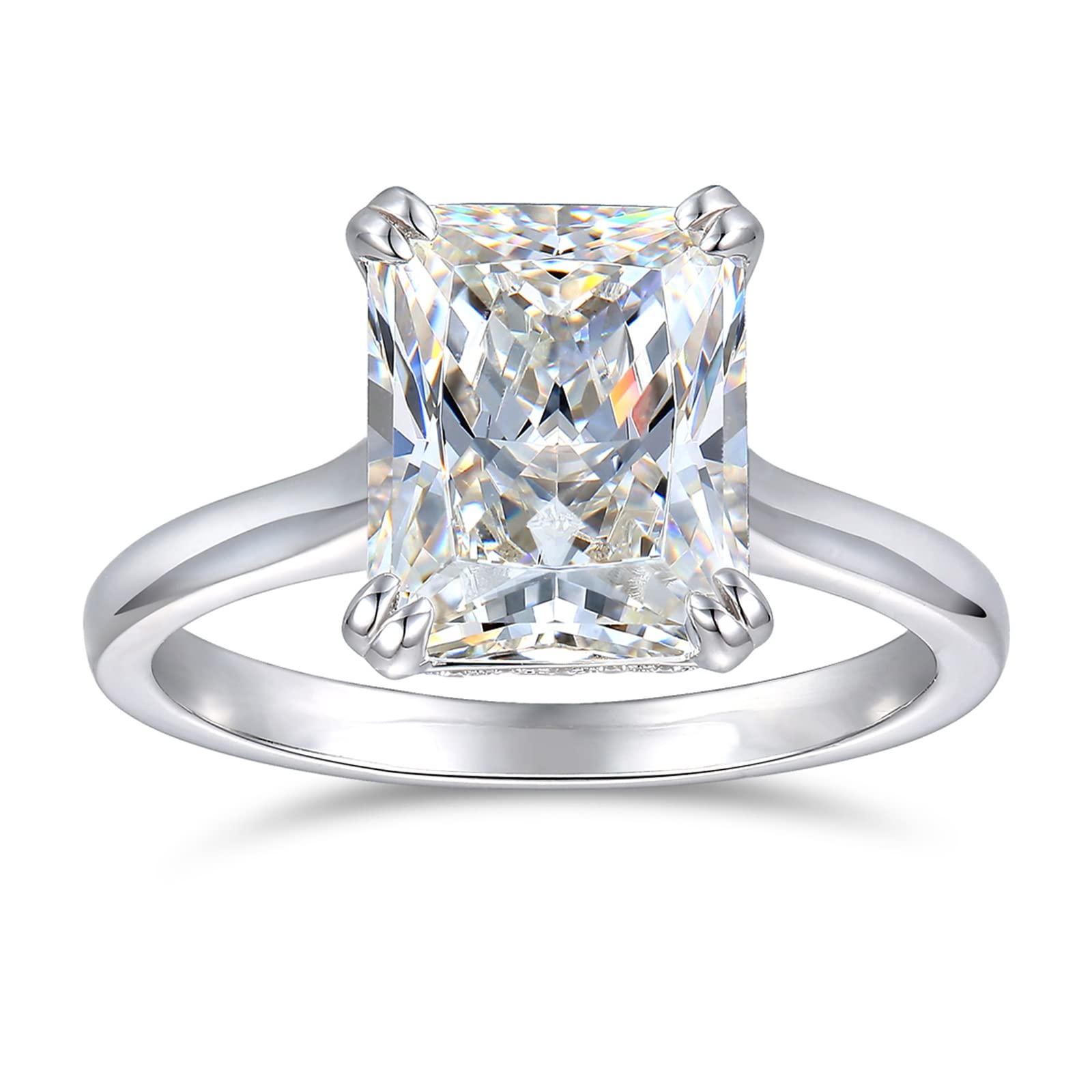 CGSRING 8x10mm 4 Carat D Color VVS1 Radiant Cut Solitaire Moissanite rings Moissanite Engagement Ring Size 4-12 (5)