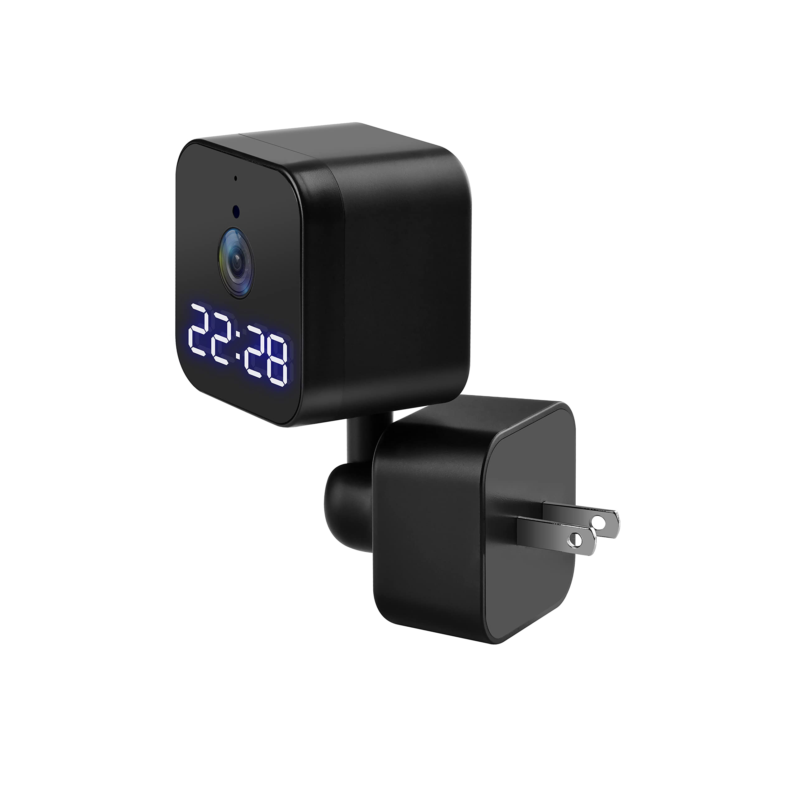 EVERSECU 1080P 2MP Wireless Security Camera with Time Display, Plug & Play, 2 Way Audio, Night Vision, Tuya Smart Life WiFi Clock Camera with Plug Works On Power Outlet/Socket