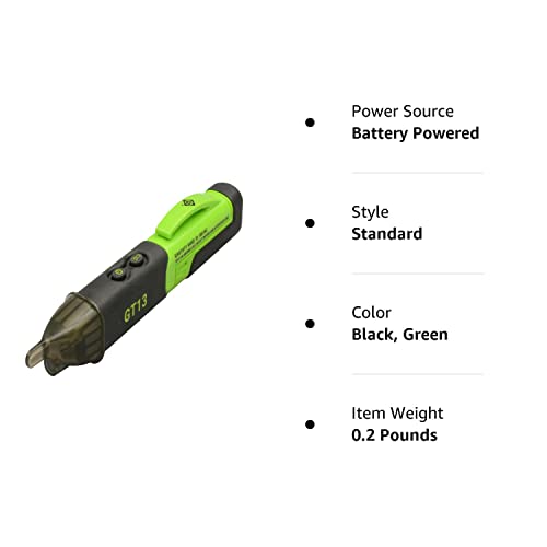 Greenlee GT13 Non-Contact Self-Test Voltage Detector, 50V - 1000V AC,Black