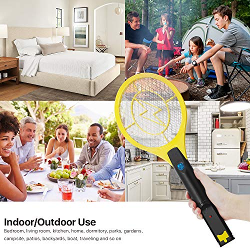Flexzion Electric Mosquito Zapper Racket 17" Electric Rechargeable Bug Swatter USB Charging, for Bedroom Patio Bites Yard Boat Camping Car Decks Indoor Outdoor - Yellow