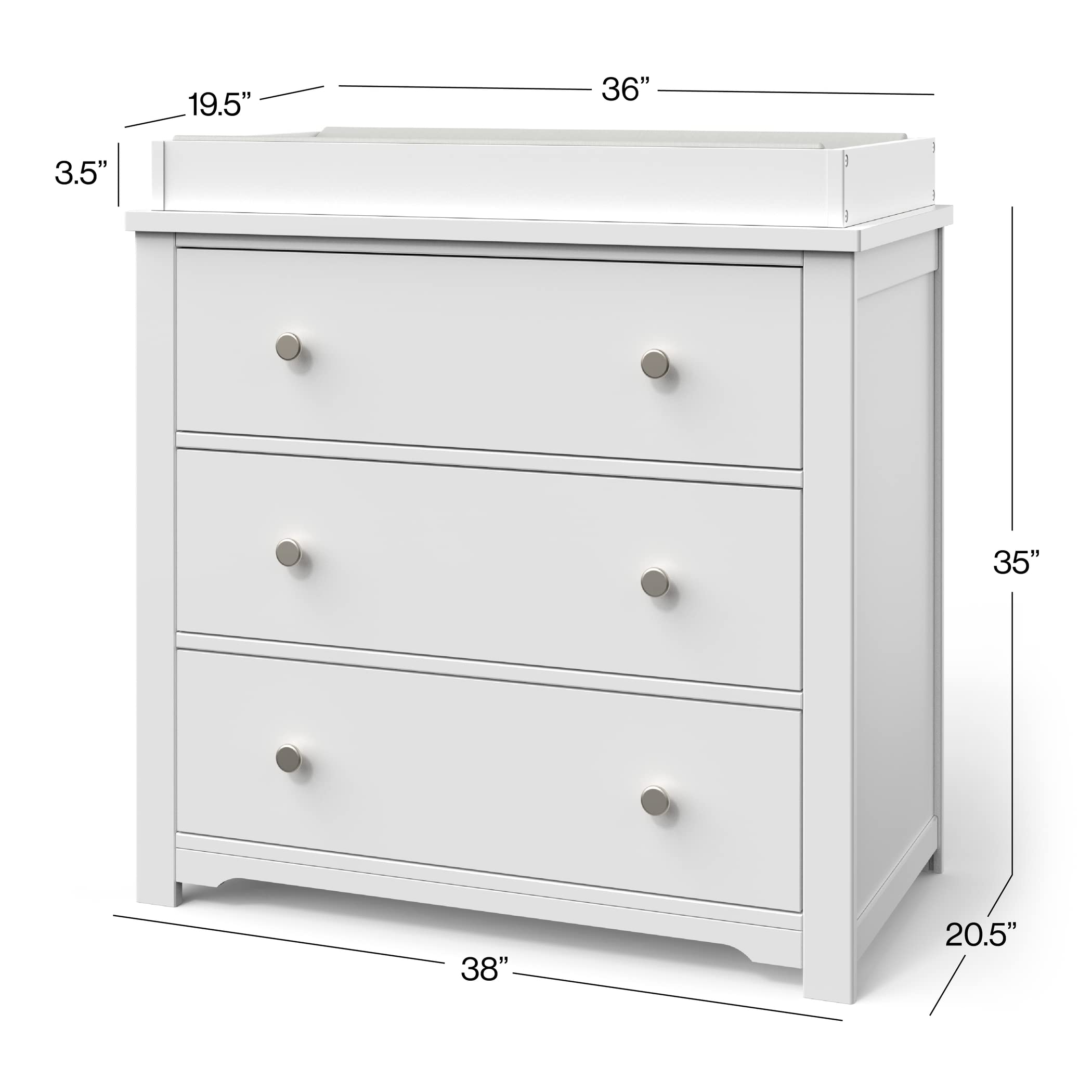 Child Craft Cottage Curve Crib and Dresser Nursery Set, 3-Piece, Includes 4-in-1 Convertible Crib, 3 Drawer Dresser, and Changing Table Topper, Grows with Your Baby (Dapper Gray)