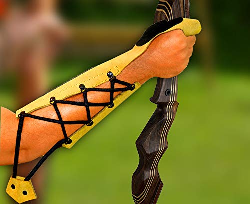 Carol Traditional Archery Shooting Glove ARM Guard Suede Leather HL#310A Brown. R/H