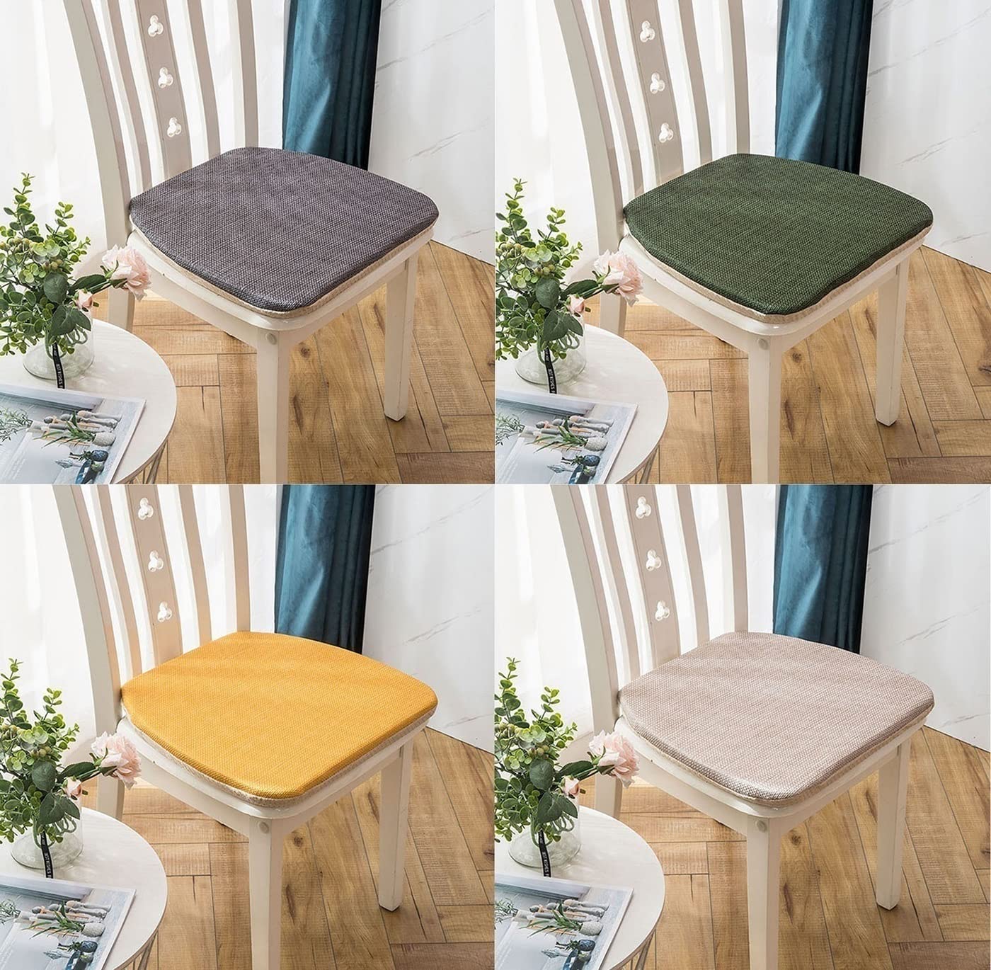 Dining Chair Cushion with Ties,Kitchen Dining Chair Pad and Seat Cushion with Zipper,1/2/4 Packs Chair Cushion for Dining Chairs Washable&Removable ( Color : Light Gray , Size : Set of 2 )