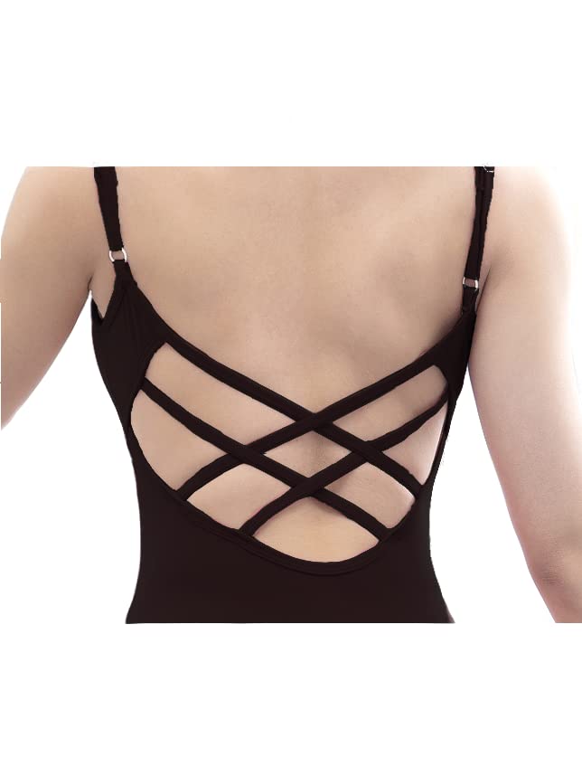 DanceForma Black Cross Back Adjustable Camisole Leotard Skwodico LEW2203 (L)